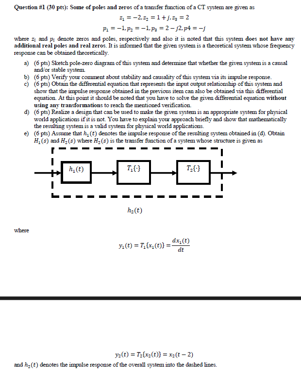 Solved Question #1 (30 pts): Some of ﻿poles and zeros of ﻿a | Chegg.com