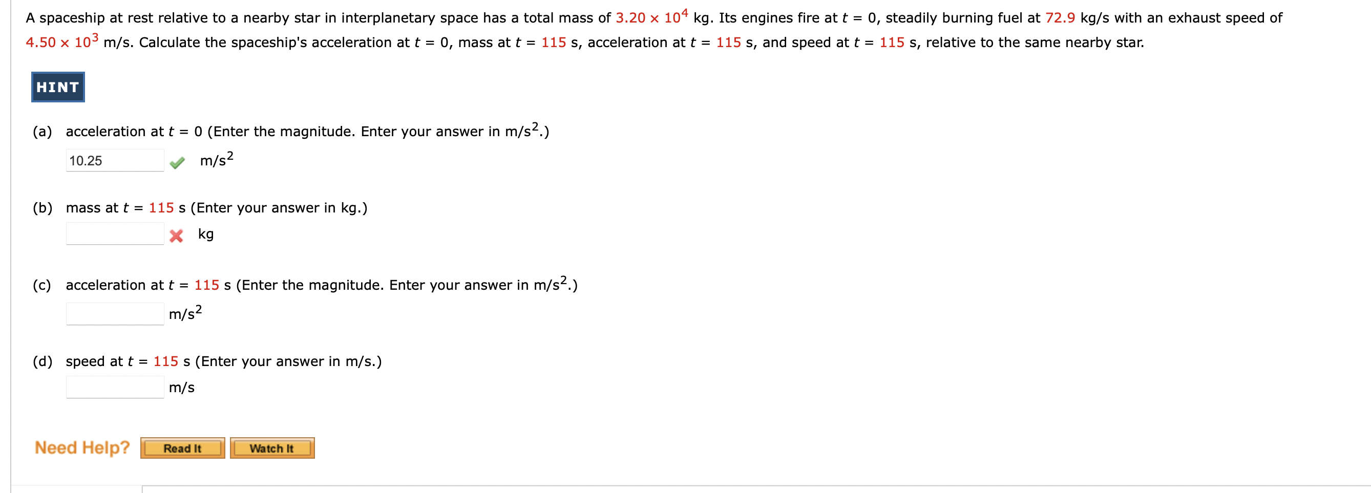 Solved (a) acceleration at t=0 (Enter the magnitude. Enter | Chegg.com