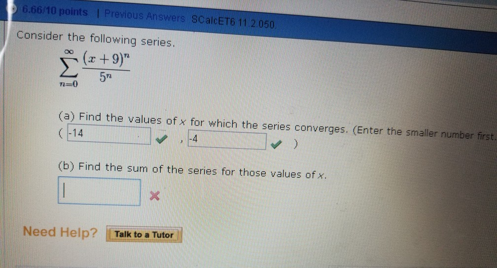 Solved 6.66/10 points I Previous Answer s SCalcE T6 11 2050 | Chegg.com Solved 6.66/10 points I Previous Answer s SCalcE T6 11 2050 | Chegg.com