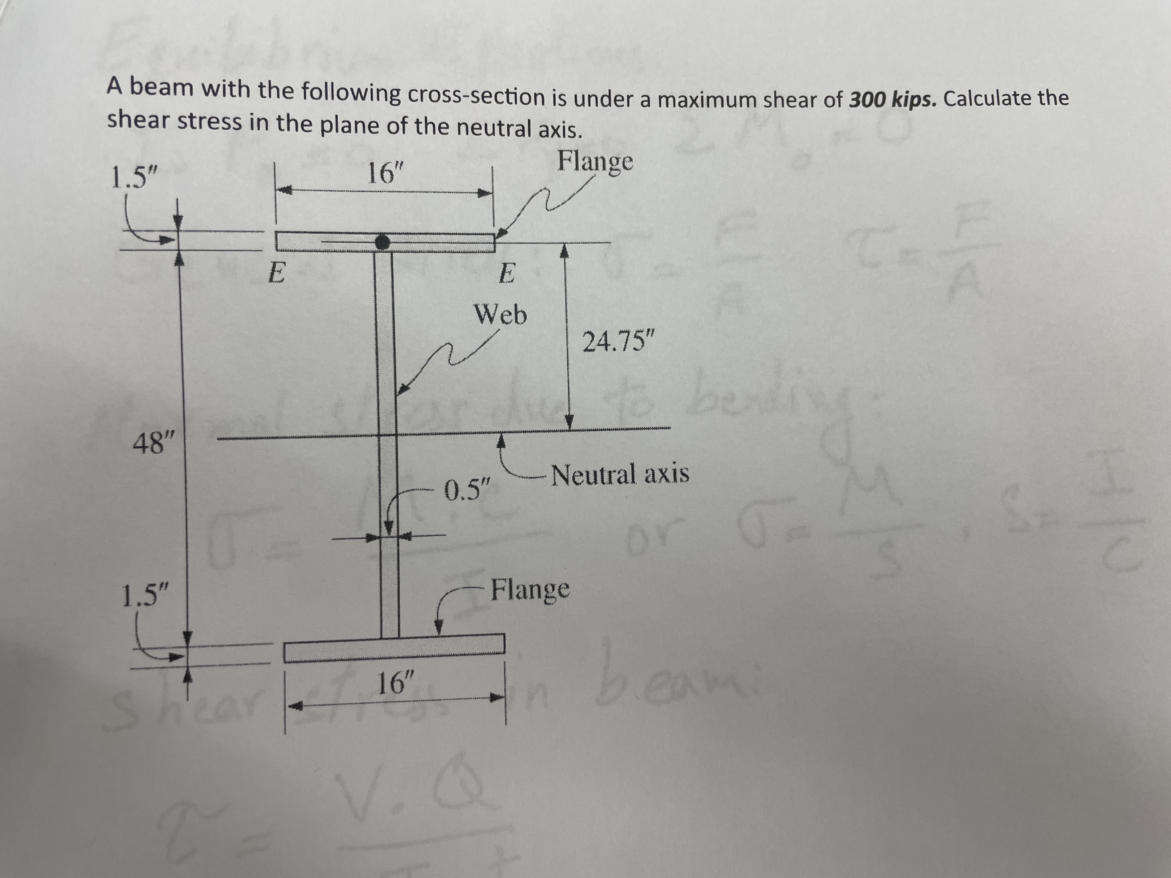 Solved A beam with the following cross-section is under a | Chegg.com