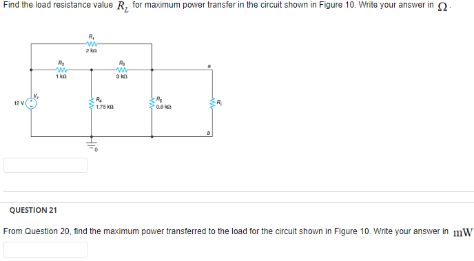 Solved From Question 20, find the maximum power transferred | Chegg.com