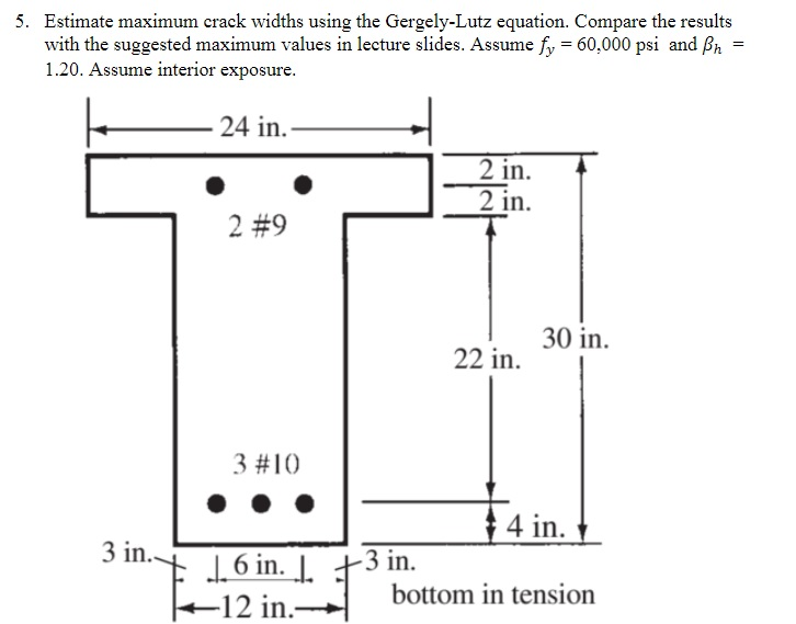 Solved Estimate maximum crack widths using the Gergely-Lutz | Chegg.com