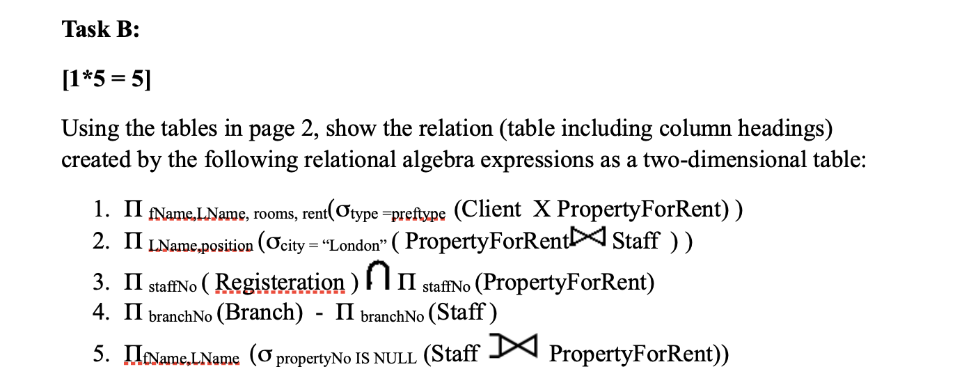 Solved Task B: [1∗5=5] Using the tables in page 2, show the | Chegg.com