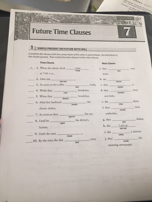 UNIT Future Time Clauses SIMPLE PRESENT OR FUTURE | Chegg.com
