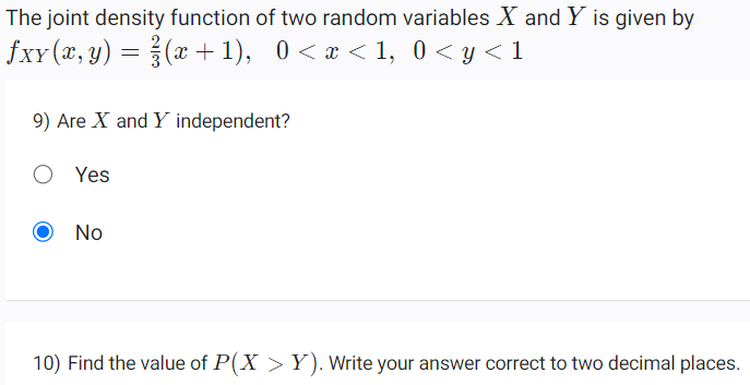 Solved The joint density function of two random variables X | Chegg.com