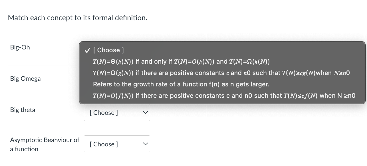 Solved Match each concept to its formal definition. | Chegg.com
