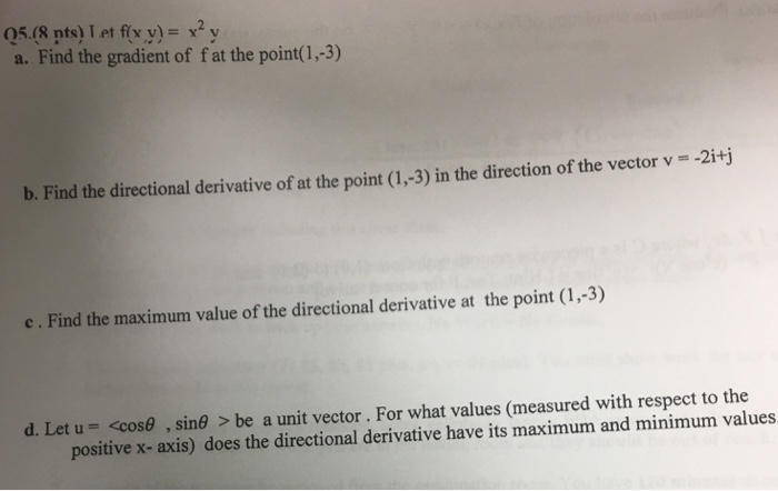 Solved a. Find the gradient of f at the point(1, 3) b. Find | Chegg.com