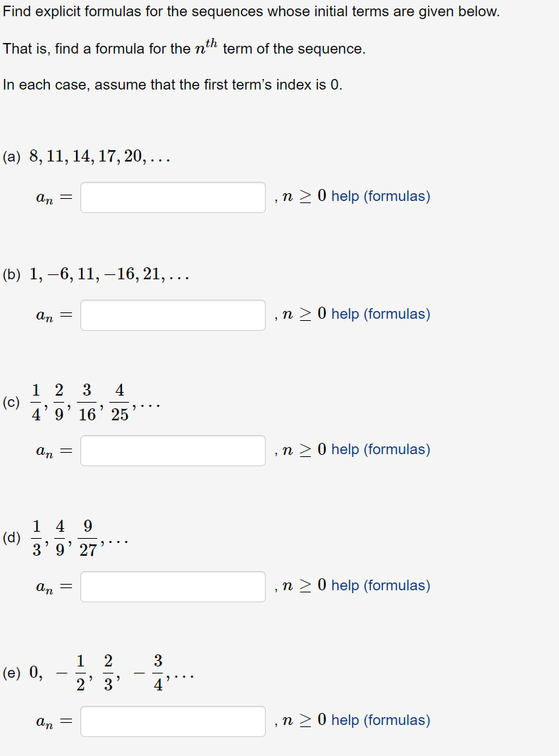 Solved Find explicit formulas for the sequences whose | Chegg.com
