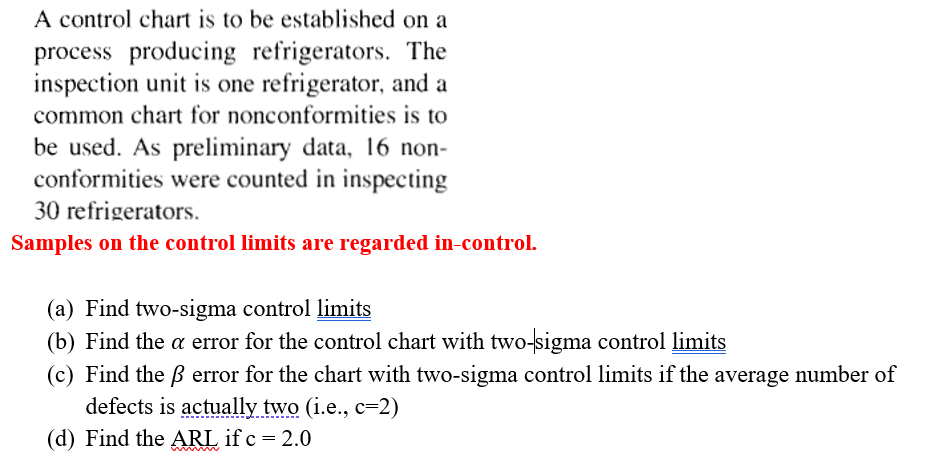 Solved A control chart is to be established on a process | Chegg.com