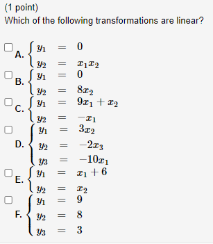 Solved (1 ﻿point)Which of the following transformations are | Chegg.com