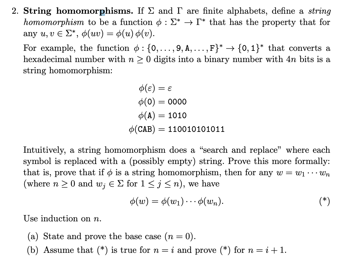 Solved String homomorphisms. If Σ and Γ are finite | Chegg.com