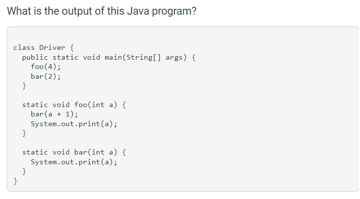 Solved What Is The Output Of This Java Program Class Driver 9328