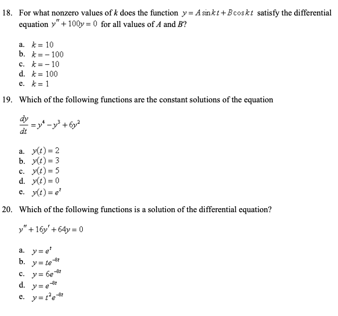 Solved 18. For what nonzero values of k does the function | Chegg.com