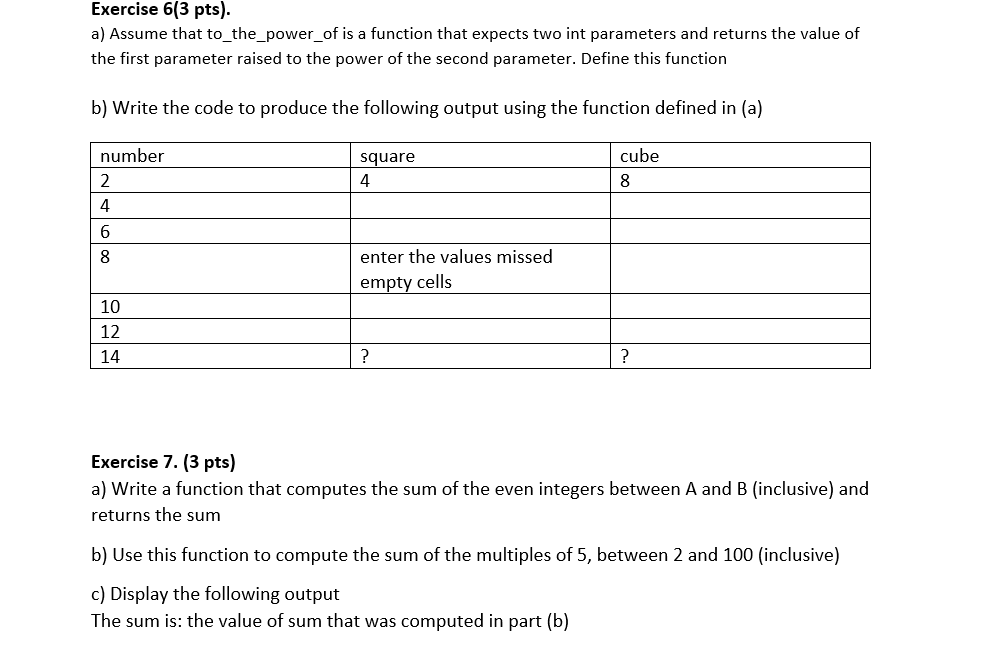 Solved Exercise 6(3 pts). a) Assume that to_the_power_of is | Chegg.com