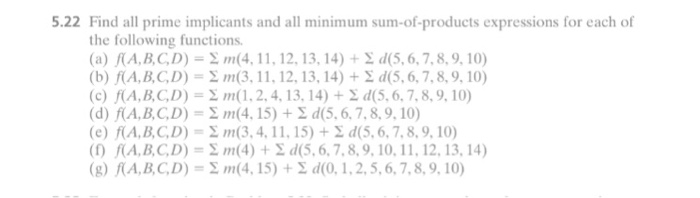 Solved Find all prime implicants and all minimum | Chegg.com