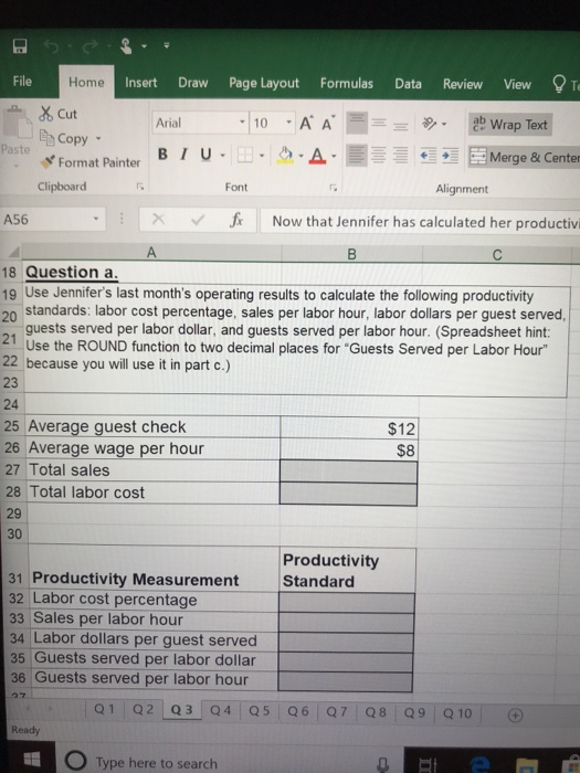Insert Draw Page Layout Formulas Data Review View Cut | Chegg.com