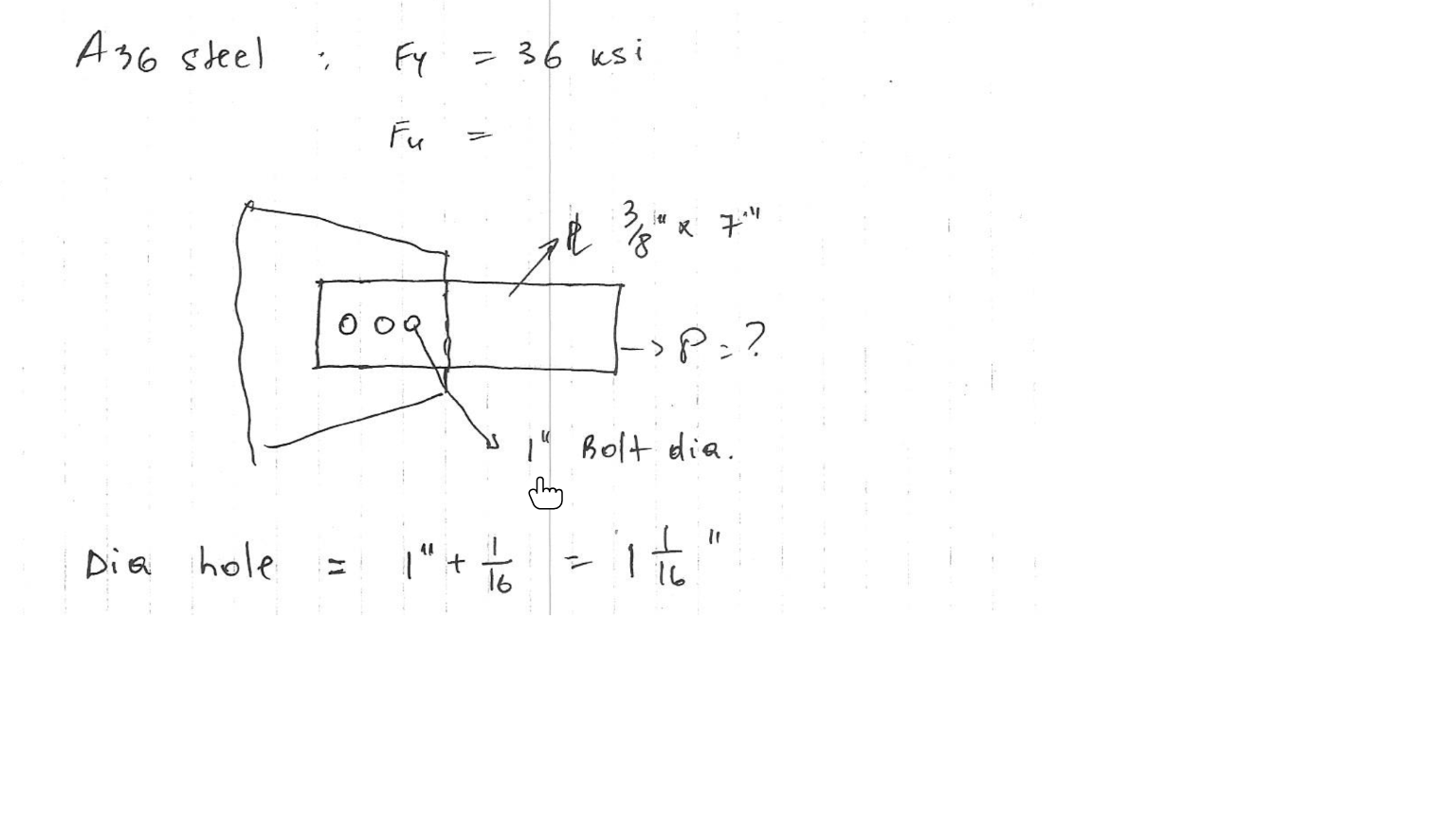Solved A 36 steel fy = 36 ksi Fu el re Ос Top ? 1" Bolt dia. | Chegg.com