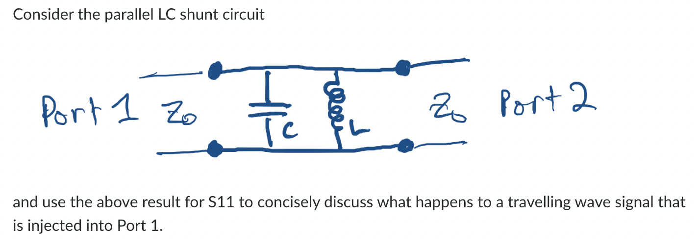 Solved Consider the parallel LC shunt circuit Port 1 Zo F 2 | Chegg.com