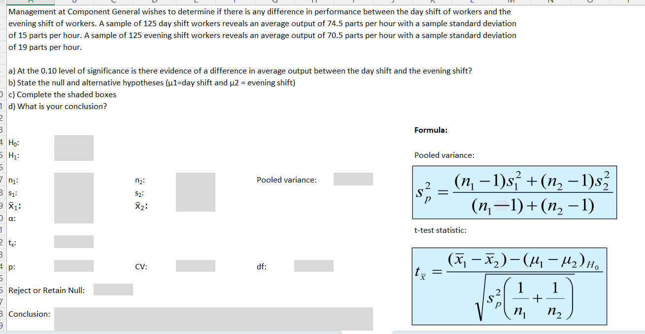 Solved How type pooled variance and t-test statistic | Chegg.com