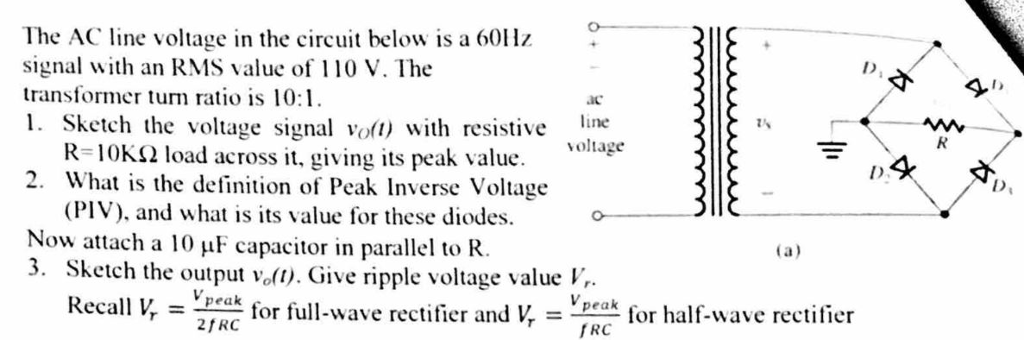 Solved The AC line voltage n the circuit below is a 60Hz° | Chegg.com