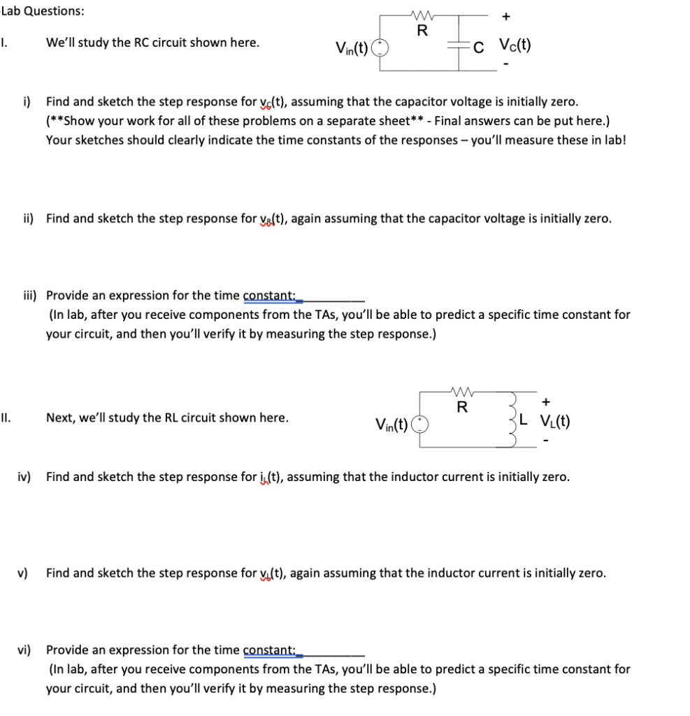 Solved Lab Questions: I.We'll study the RC circuit shown | Chegg.com