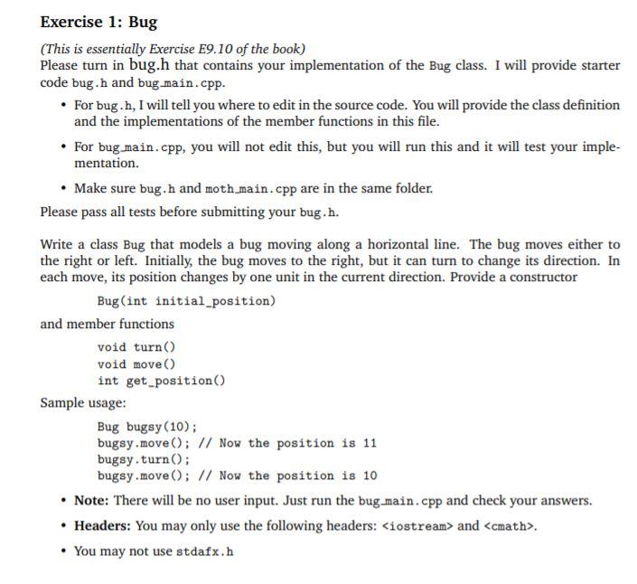 Solved Exercise 1: Bug (This is essentially Exercise E9.10 | Chegg.com