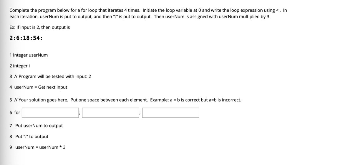 Solved Complete the program below for a for loop that | Chegg.com