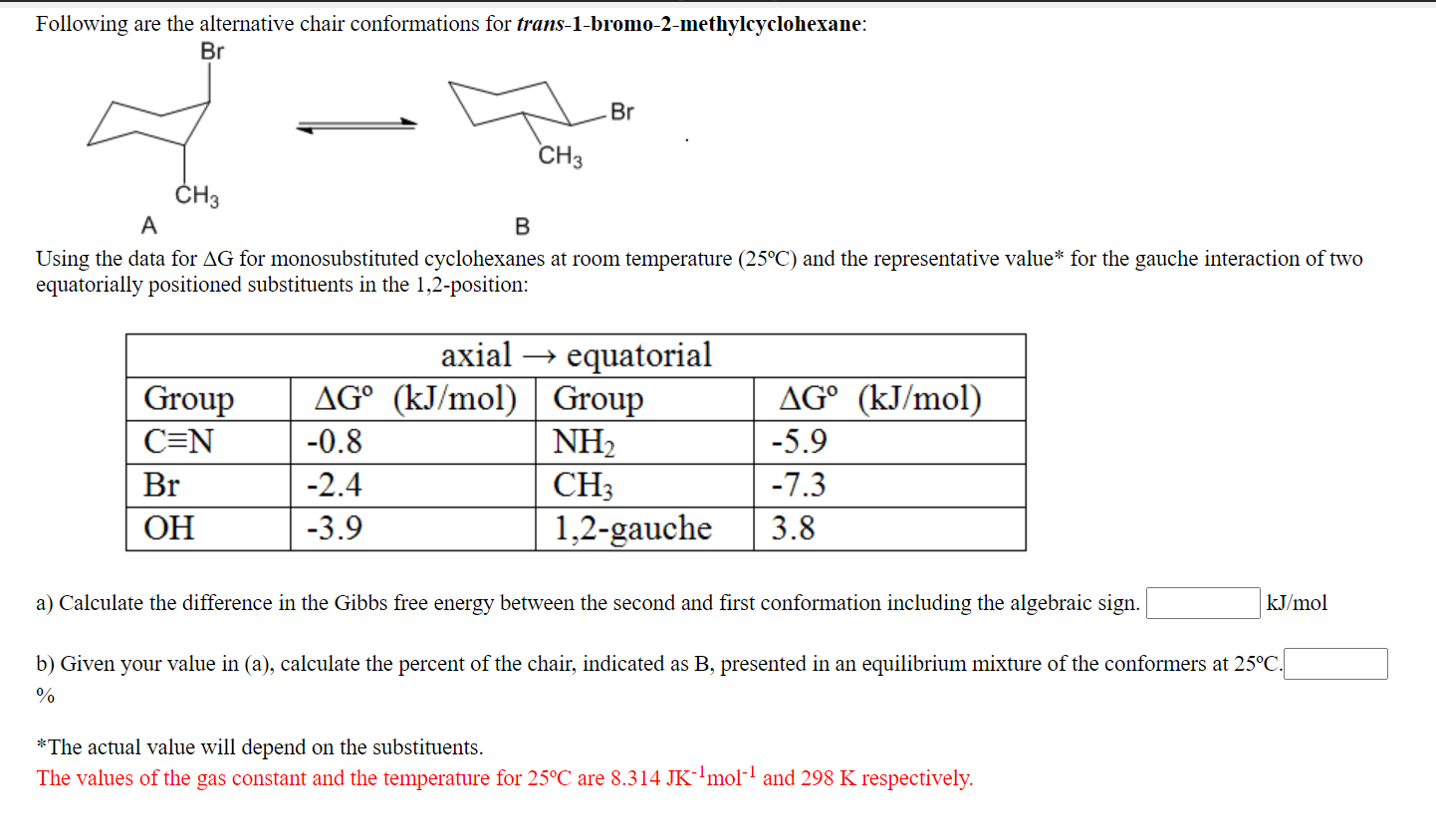 Solved Following are the alternative chair conformations for | Chegg.com