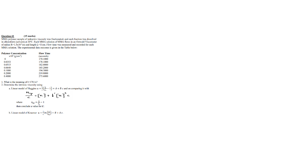 Question #1 (15 marks) MMA polymat sample of unknown | Chegg.com