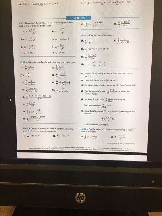 Solved 2 20. If lim-2 then lim (a-a) EXERCISES 8 -Deternmine | Chegg.com
