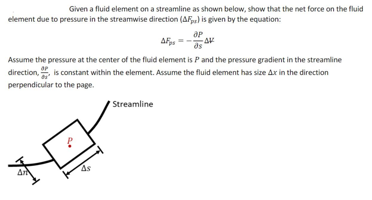 Solved Given a fluid element on a streamline as shown below, | Chegg.com