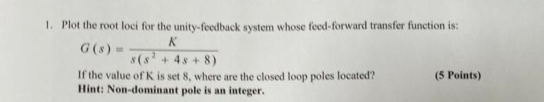 Solved 1. Plot the root loci for the unity-feedback system | Chegg.com