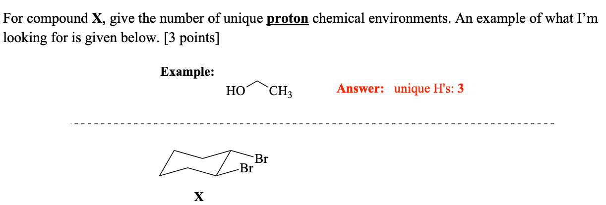 Solved For compound X, give the number of unique proton | Chegg.com