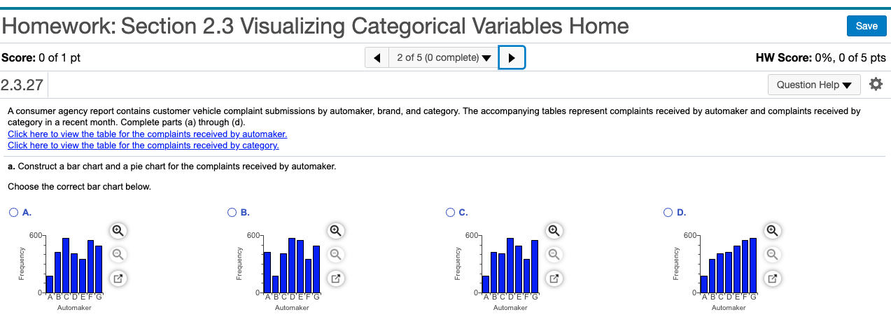 Solved Homework: Section 2.3 Visualizing Categorical | Chegg.com