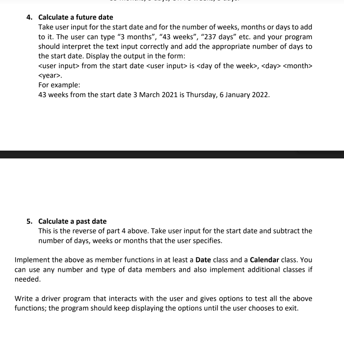 Solved Question 3: Calendar Application In this program, you | Chegg.com