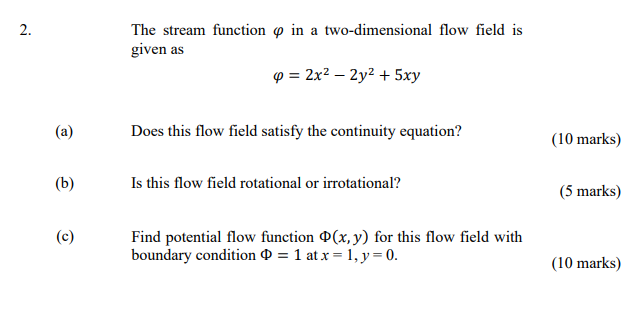 Solved The stream function φ in a two-dimensional flow field | Chegg.com