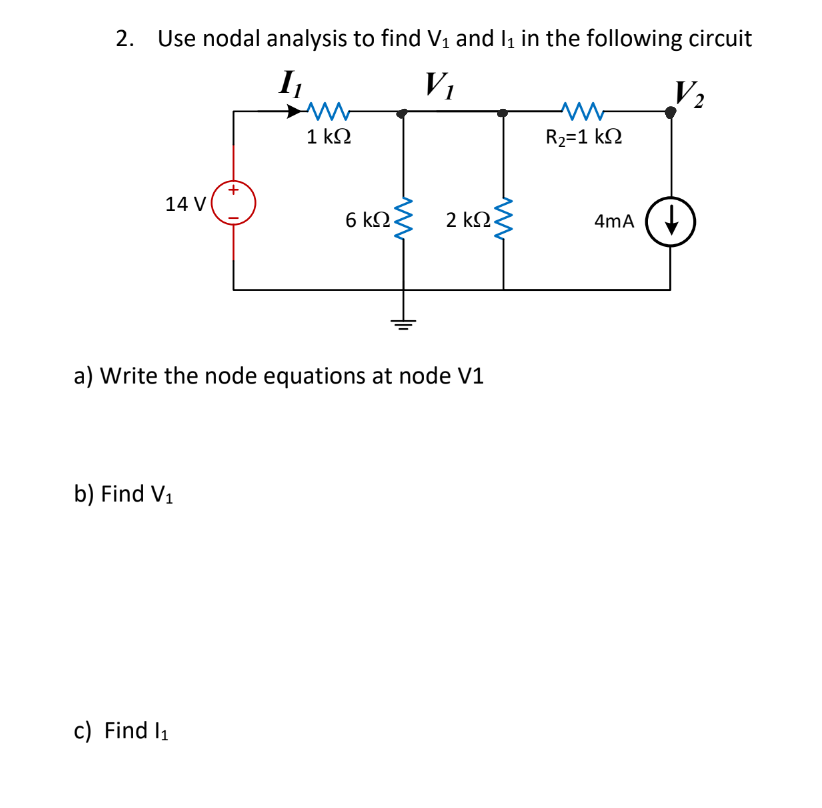 Solved Use nodal analysis to find v1 and i1 in the following | Chegg.com
