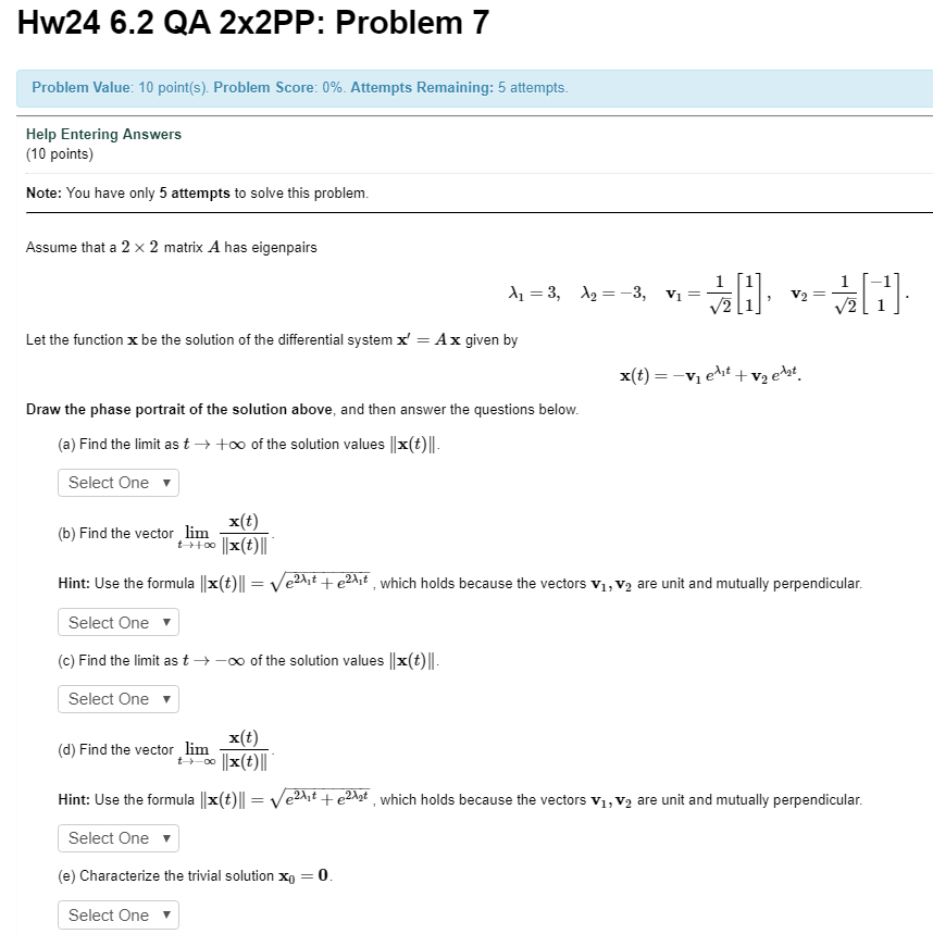 Solved Hw24 6.2 QA 2x2PP: Problem 7 Problem Value: 10 | Chegg.com