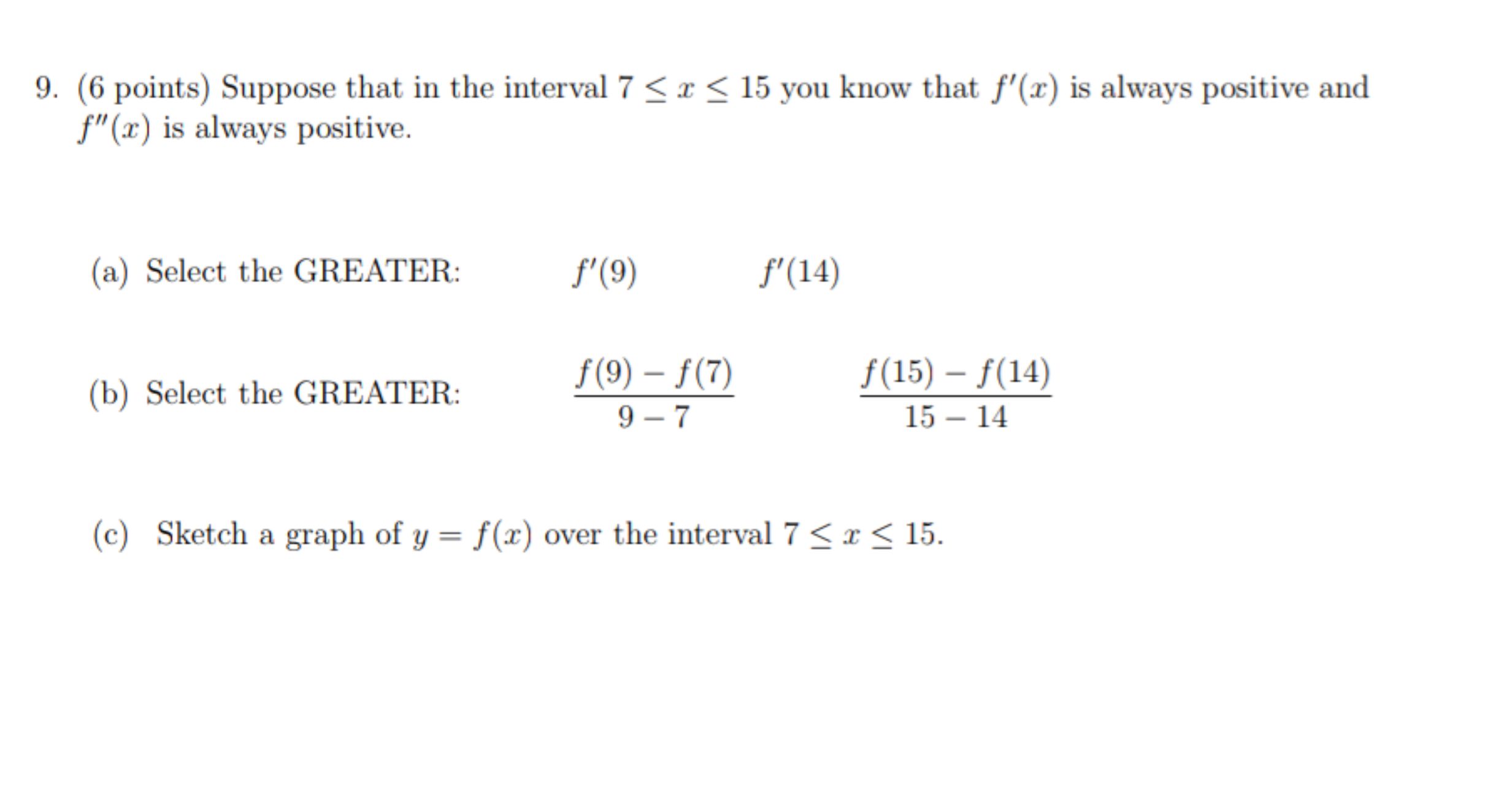 Solved (6 ﻿points) ﻿Suppose that in the interval 7≤x≤15 ﻿you | Chegg.com