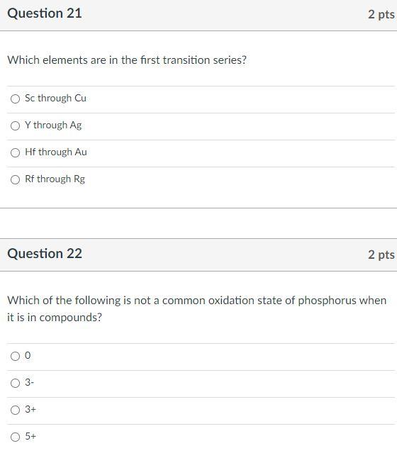 Solved Which elements are in the first transition series? Sc | Chegg.com