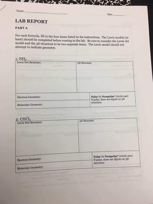Solved LAB REPORT PART A For each formula, fill in the four | Chegg.com