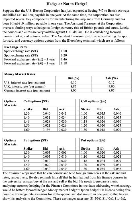 Solved Hedge or Not to Hedge? Suppose that the U.S. Boeing | Chegg.com