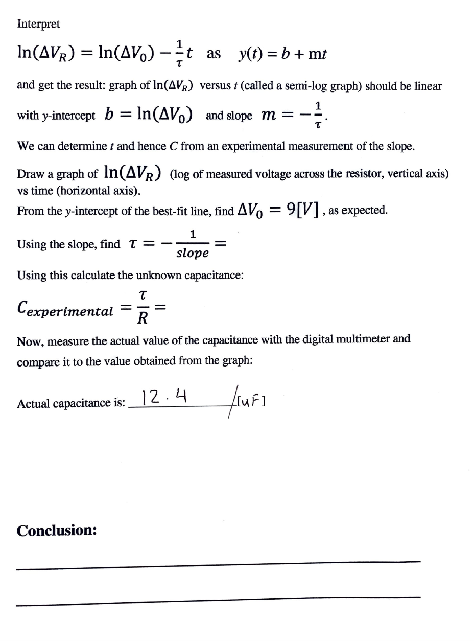 Solved Experiment #5: RC Circuits, Determination of the | Chegg.com