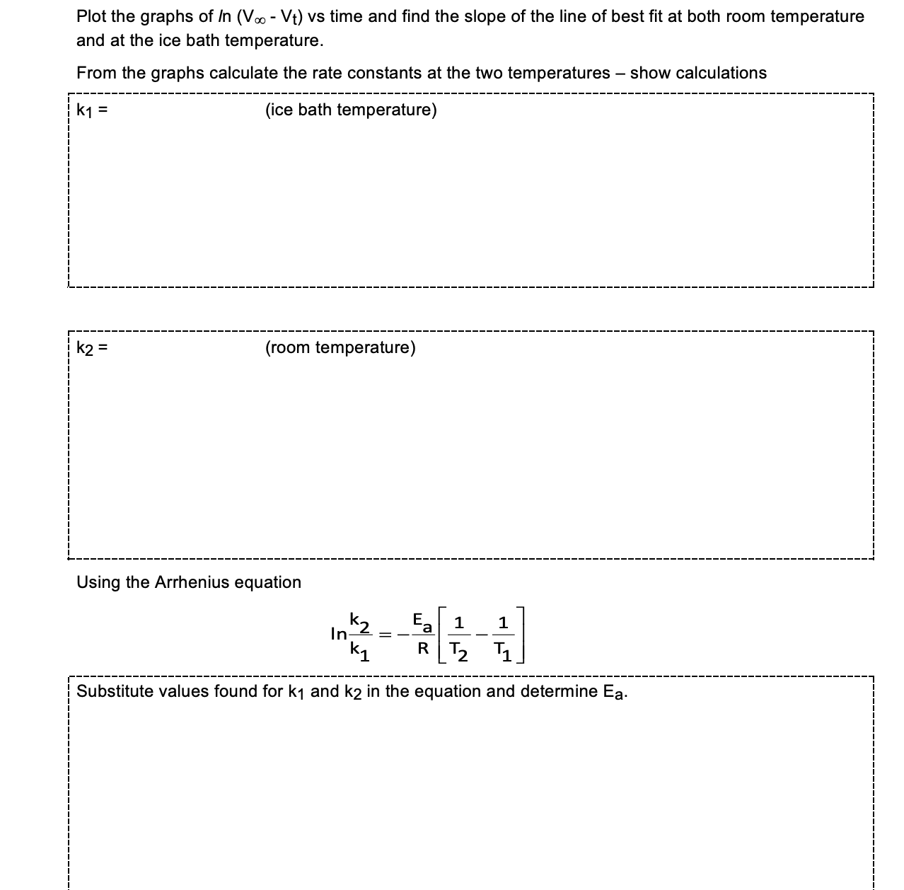 Please show how you would plot ln (V¥ - Vt) on a | Chegg.com