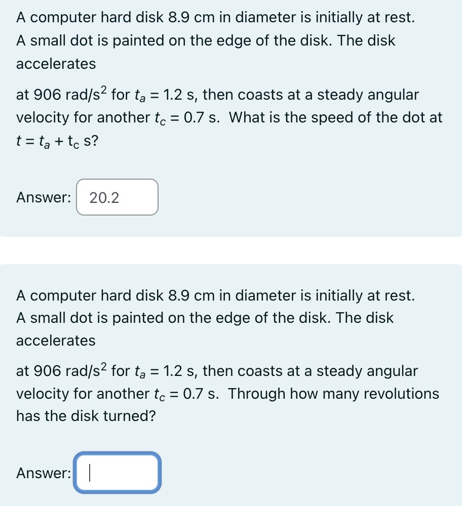 Solved A computer hard disk 8.9 cm in diameter is initially | Chegg.com
