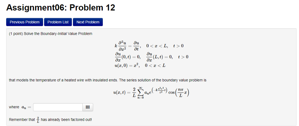 Solved Assignment06 Problem 12 Previous Problem Problem 8196