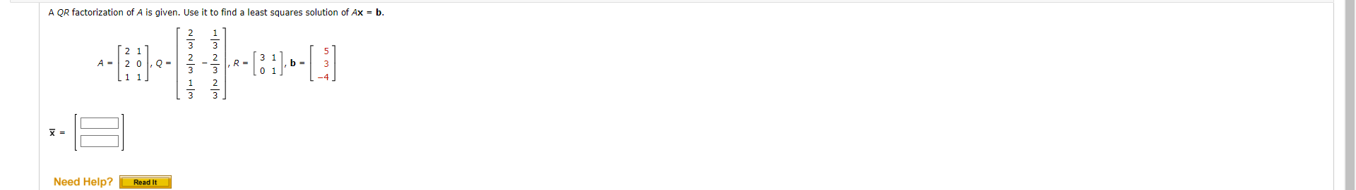 Solved AQR factorization of A is given. Use it to find a | Chegg.com