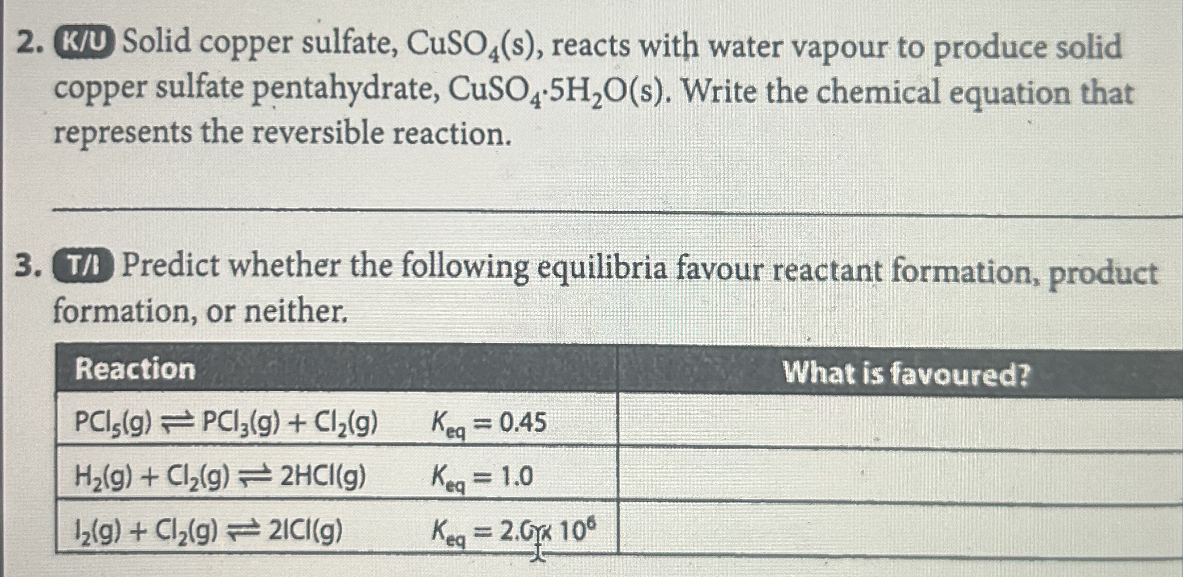 Solved K/U Solid copper sulfate, CuSO_(4)(s), reacts with | Chegg.com