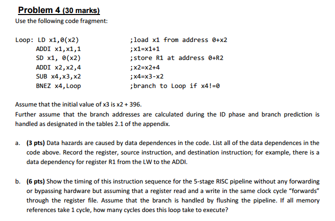 Problem 4 (30 marks Use the following code fragment: | Chegg.com