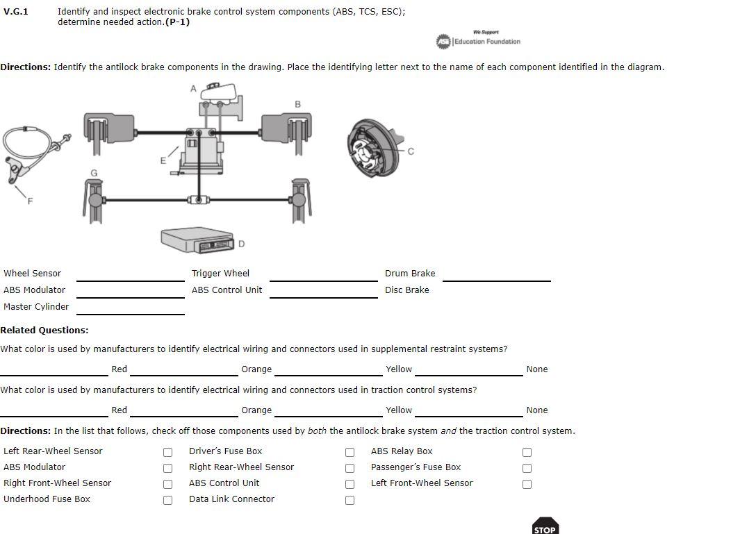 Solved V.G.1 Identify and inspect electronic brake control | Chegg.com